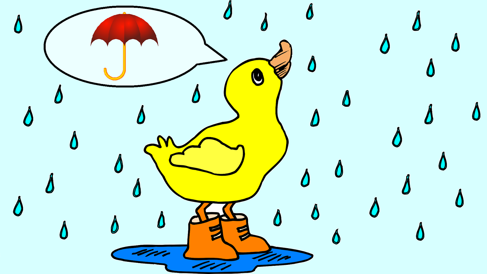 Bila mama Kukunka,bio tata Taranta: Jesen, patkica i kišobran