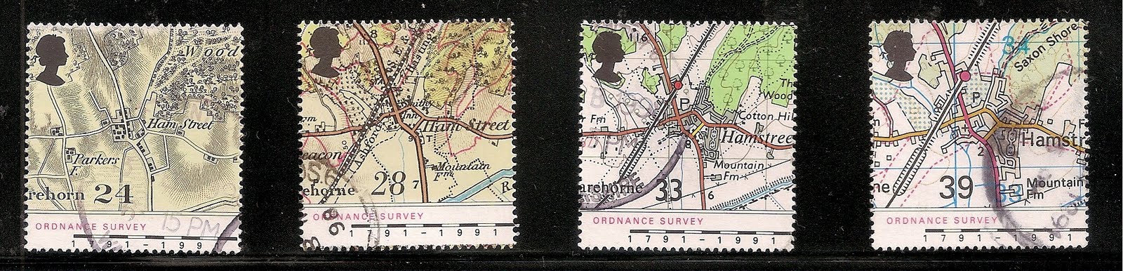 mappa moo'di - moo de flâneur's map collection: Maps on Stamps (GB, 1991)