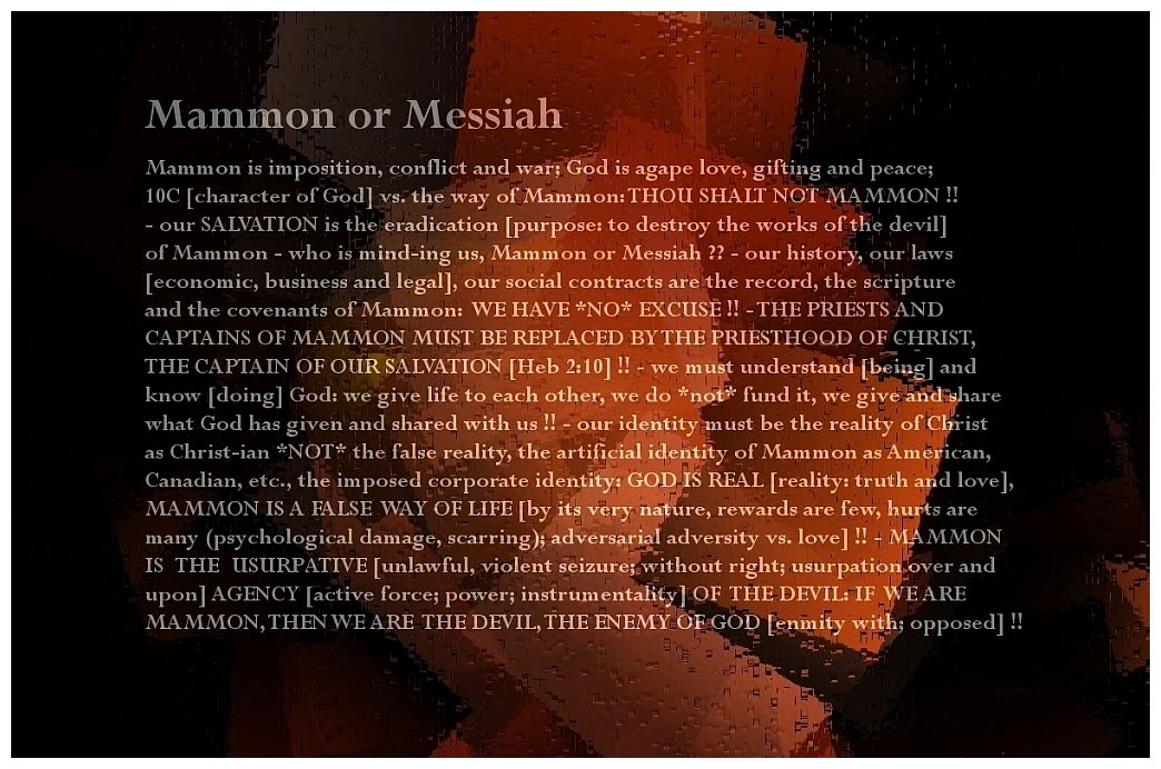 Mammon or Messiah meta: Thou Shalt Not Mammon