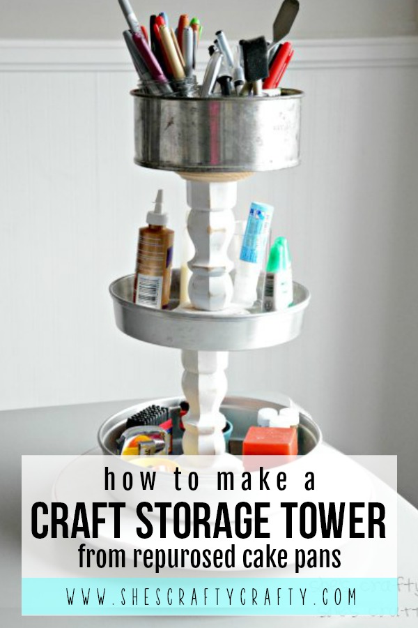 She's Crafty: Craft Supply Storage Tower with upcycled pans