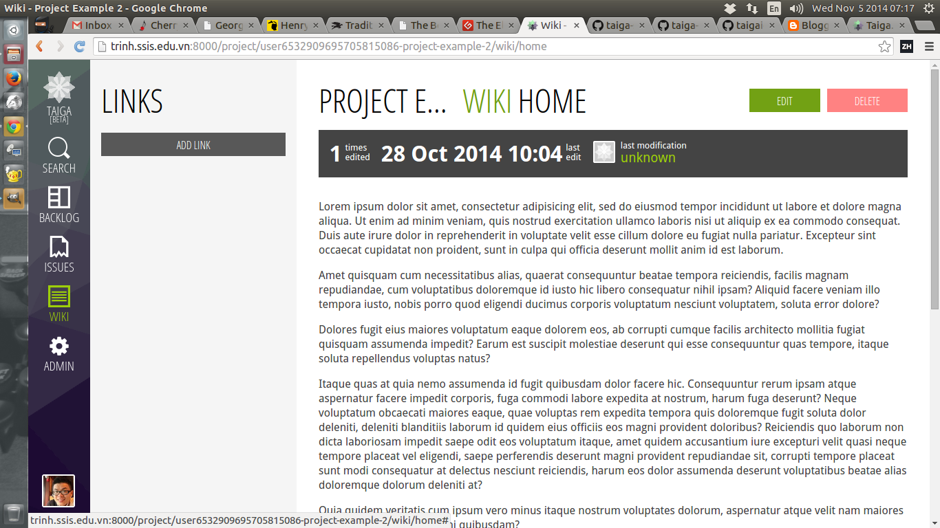 Trying the Taiga project management platform
