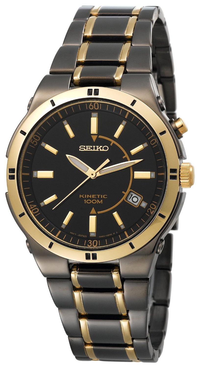 Seiko Men's SKA366 Kinetic Black Ion Watch - Cheap Watches Store