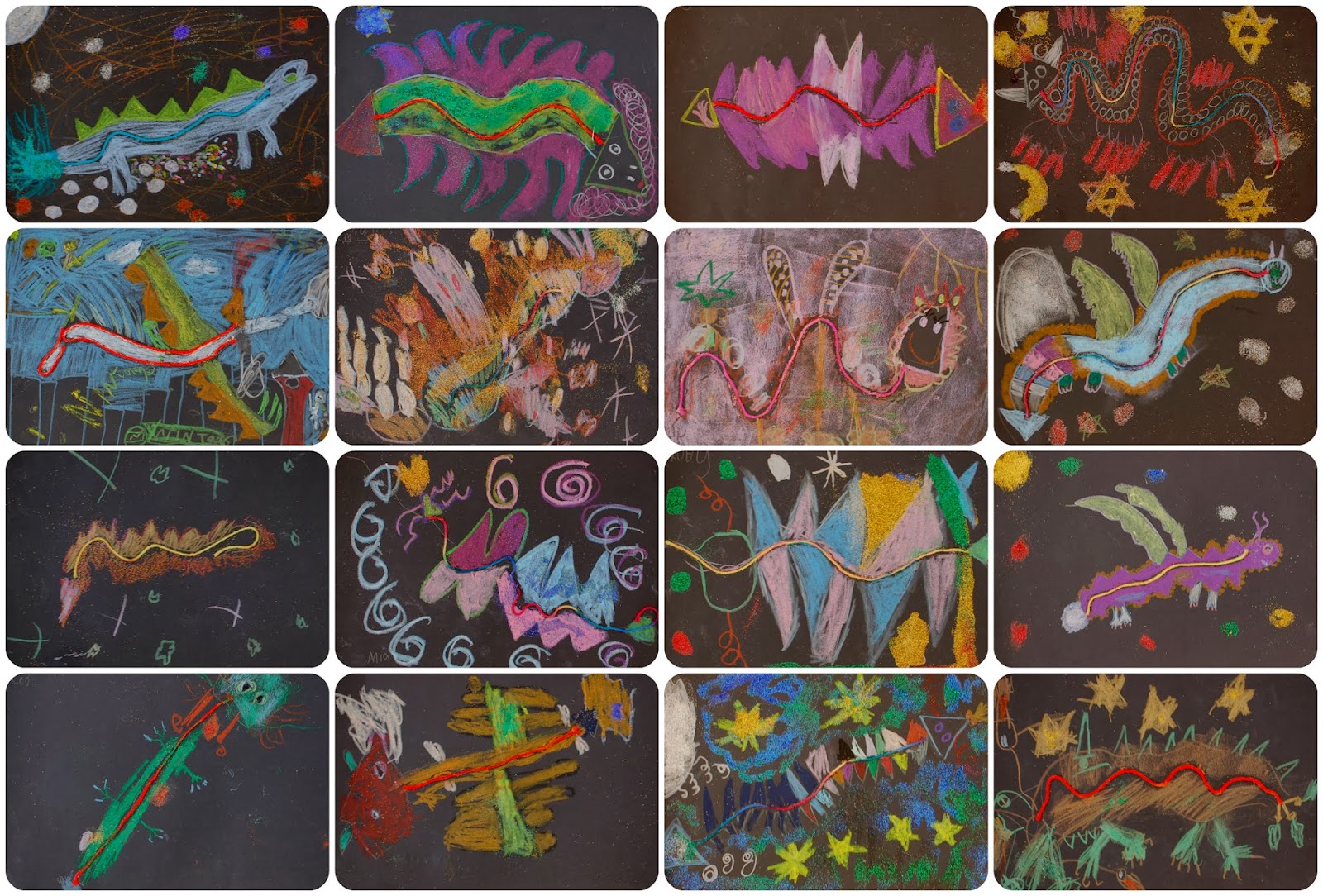 Sunnyside Art House: Chinese New Year Dragons (oil pastel and wool)