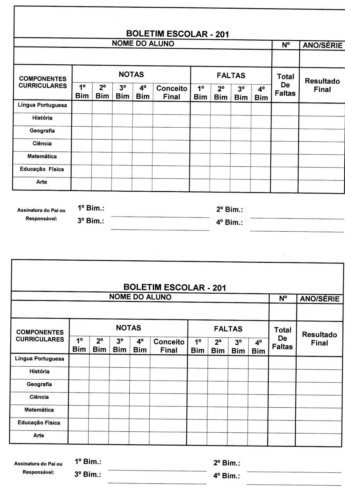 ADOLETÁ DO ABC: Boletim Escolar
