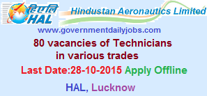 HAL RECRUITMENT 2015 TECHNICIAN VACANCIES