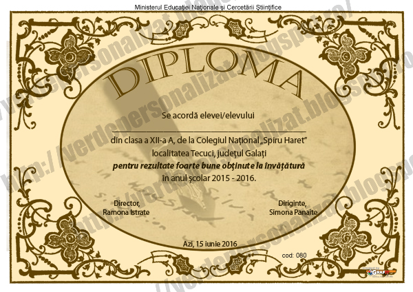 verde personalizat: Diploma scolara model S080