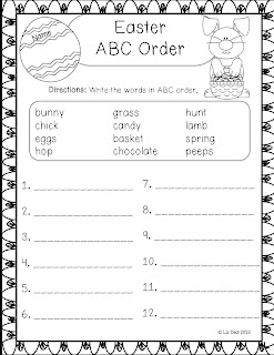 Polka Dot Firsties: Easter ABC Order