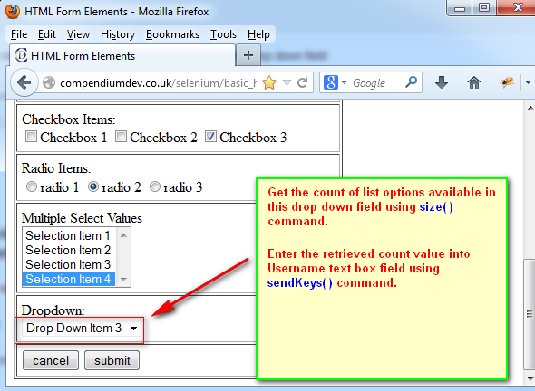 Selenium-By-Arun: 427. Using size( ) to retrieve the count of list options available in the drop ...