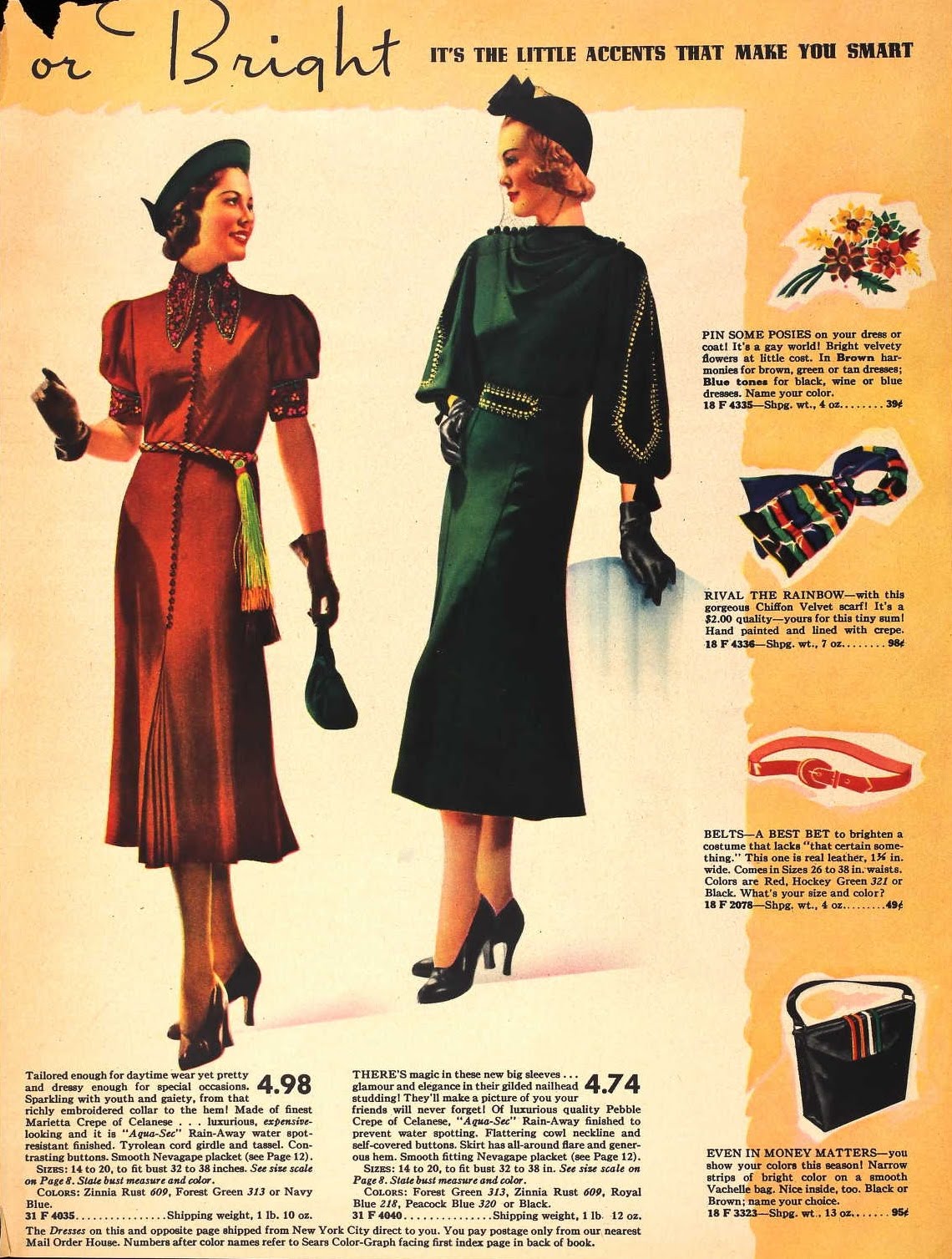 Snapped Garters: 1937 Fashions - IN COLOUR!