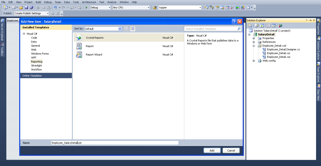 How To Create Crystal Report In Using Dataset Aspmantra Aspnetmvcangularjsjquery