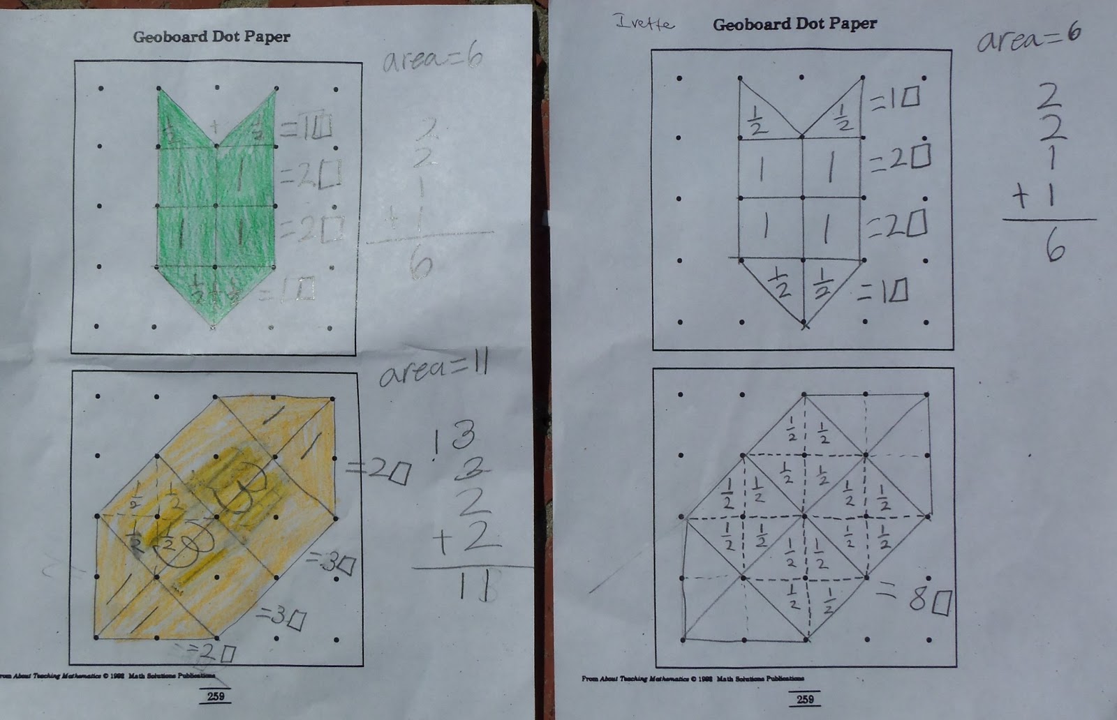 Mom and Me Math Activities: 6.G.A.1 Finding Area on the Geoboard