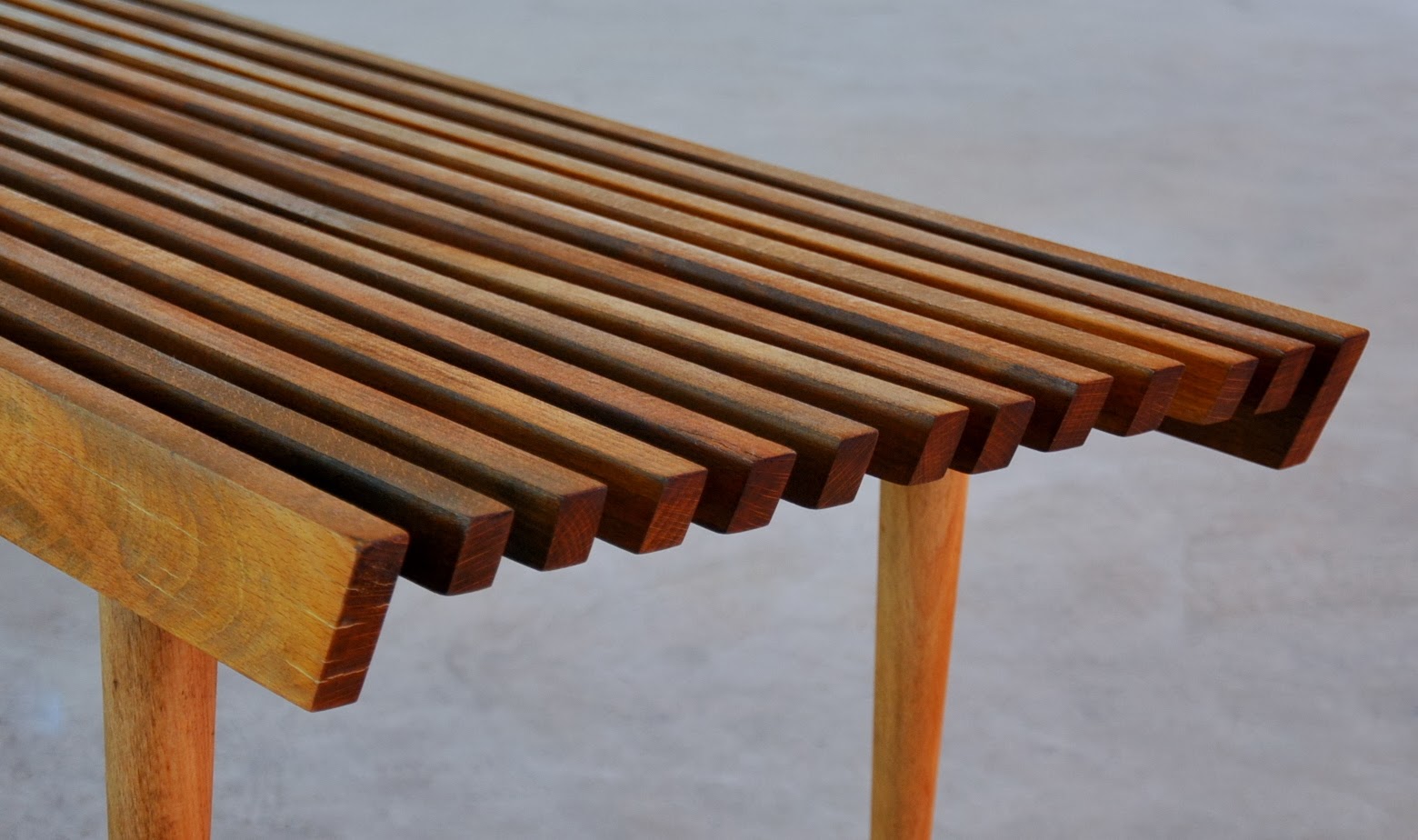 SELECT MODERN: Mid Century Modern Slat Bench
