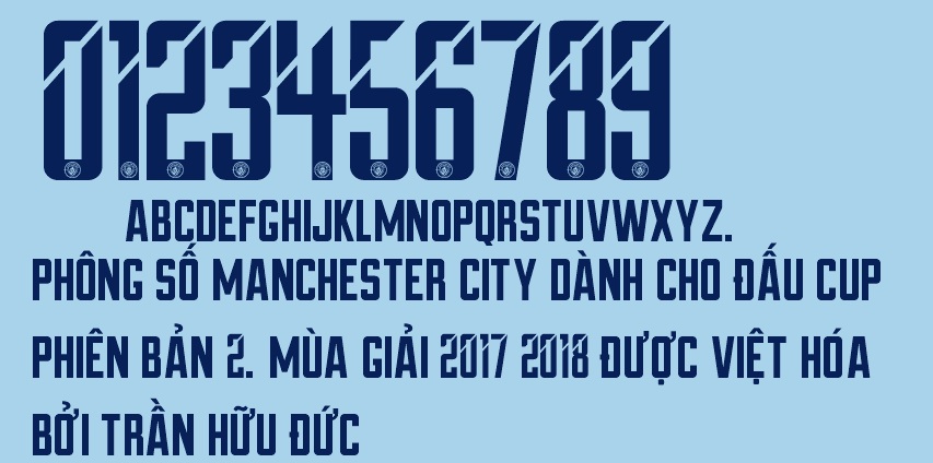 Font Number Football: Font Manchester City UCL 2017 - 2018.