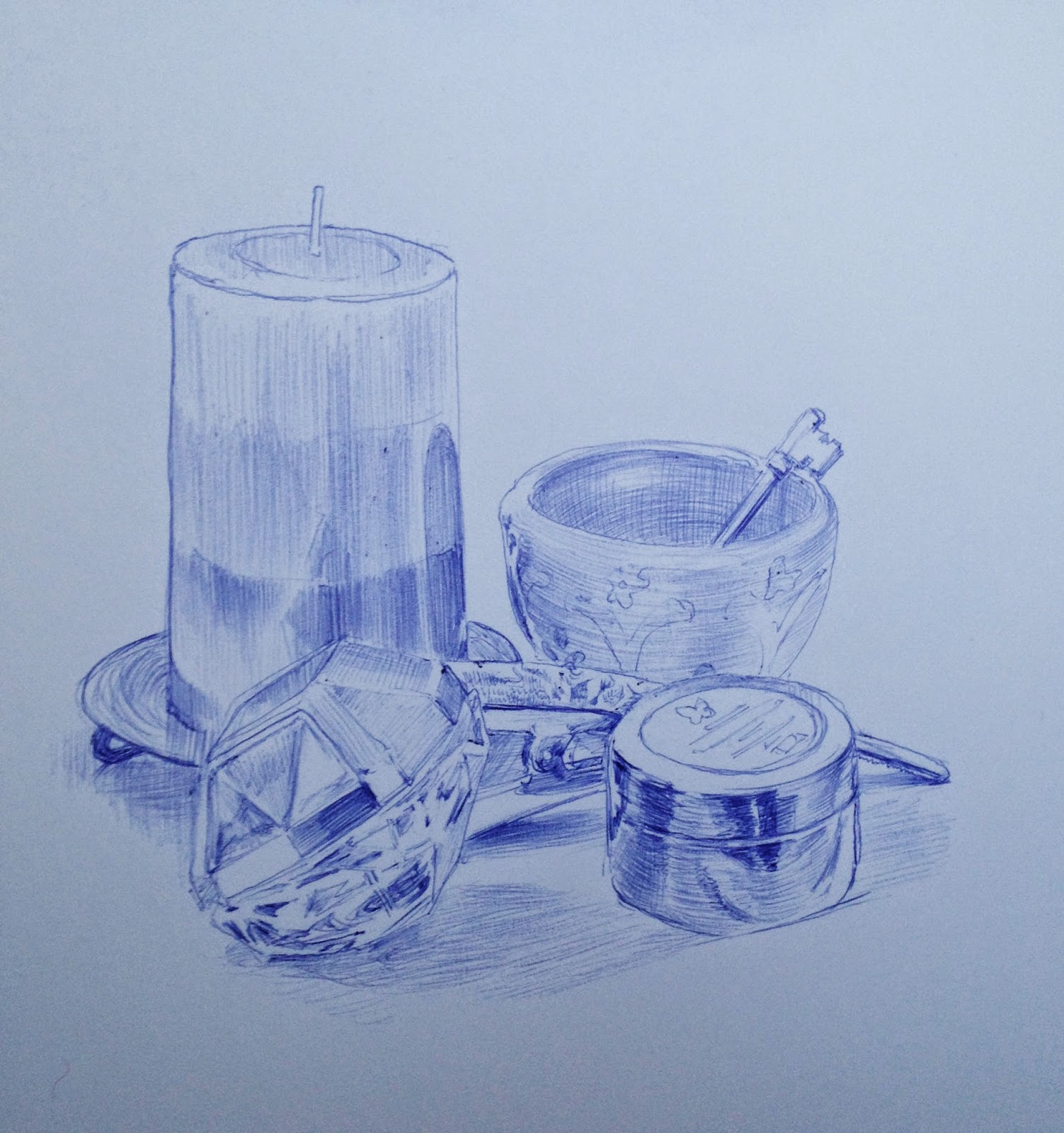 MA Drawing for Concept Artists: Object still life: blue ballpoint