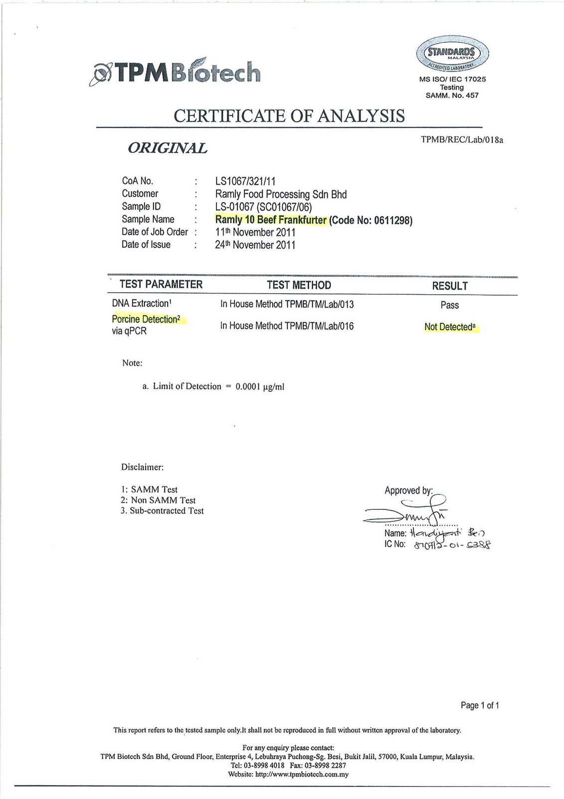 PENGUMUMAN : Penafian Ramly – Persatuan Pengguna Islam Malaysia