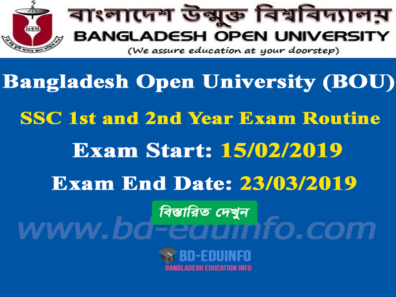 Bangladesh Open University (BOU) SSC 1st and 2nd Year Examination ...