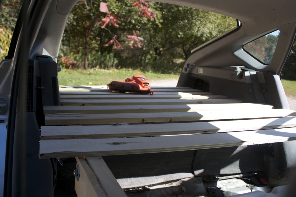 Tiger in our Car.: Building a bedframe in a Prius.