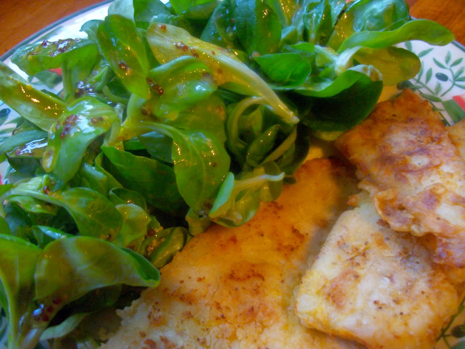 Filet de Carrelets croquants et sa salade de mâches - Chez Dinou!