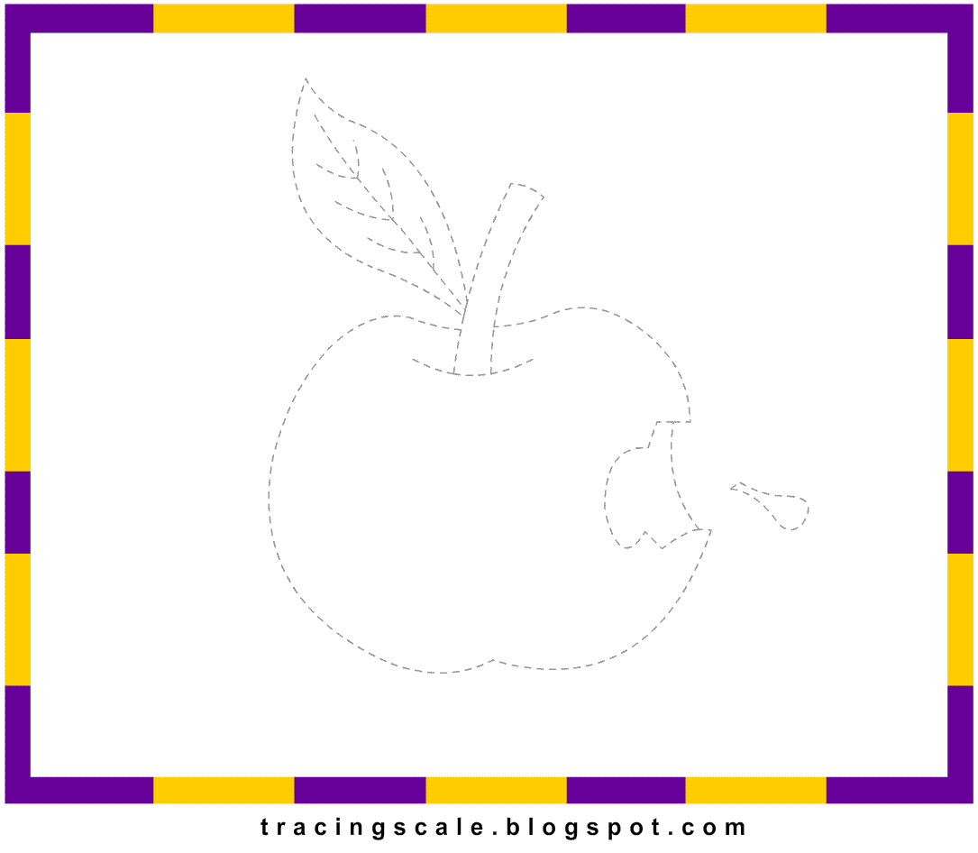 Free Tracing worksheet Printable: Apple Tracing