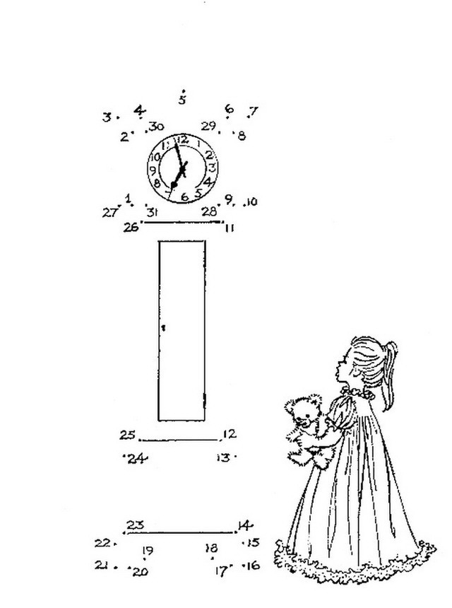 Dibuja reloj uniendo pintos para colorear y pintar - Dibujo Views