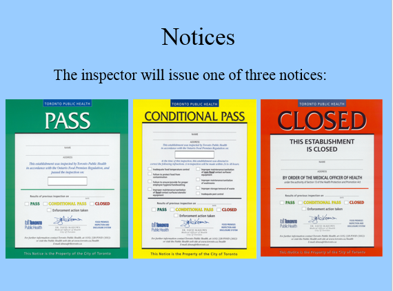 Health Inspector's Notebook: Dine Safe in Toronto - Food Safety Inspection