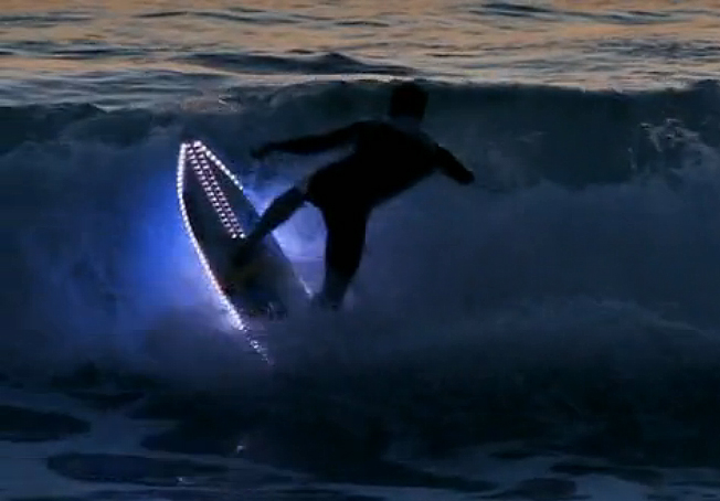 If It's Hip, It's Here (Archives): LED Surfboards Light Up The Ocean.