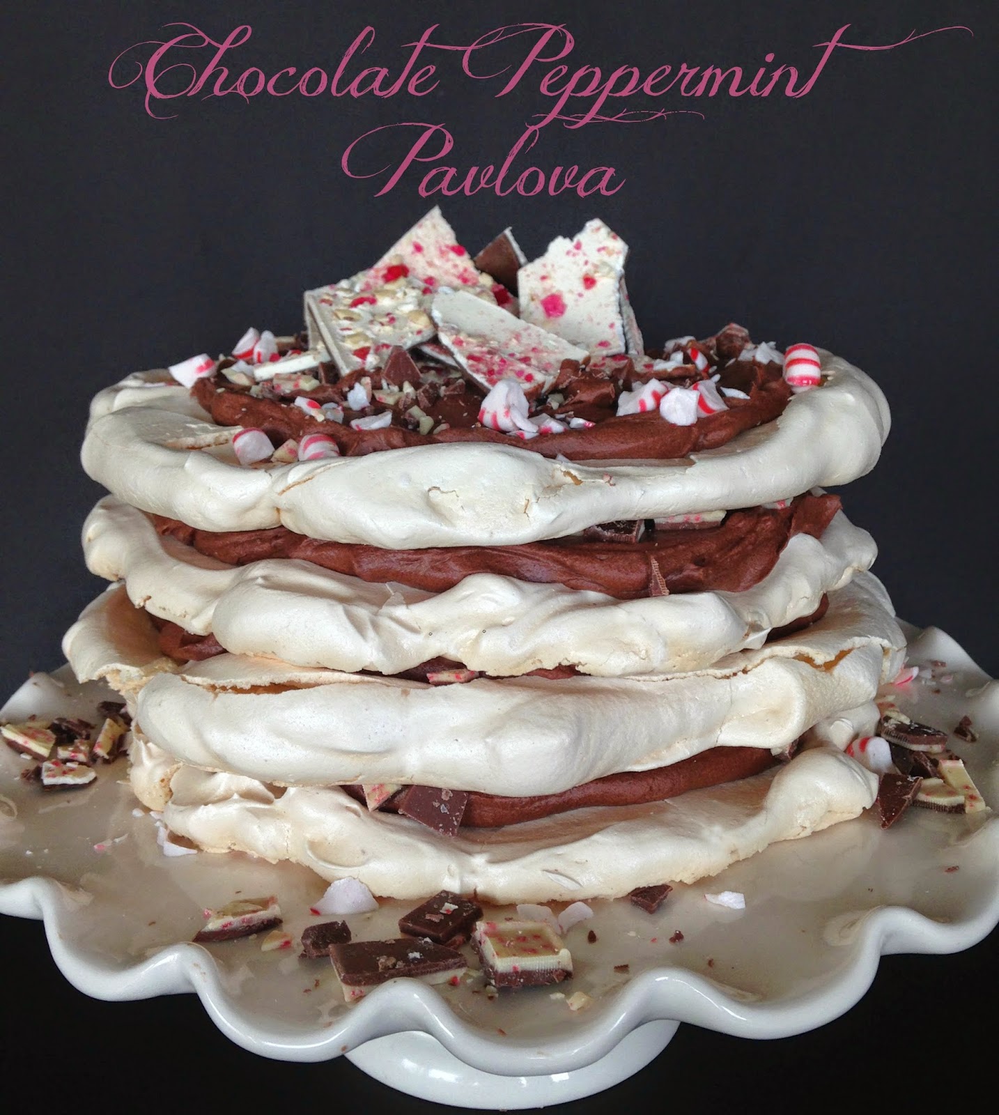 Chocolate Peppermint Bark Pavlova - Purple Chocolat Home