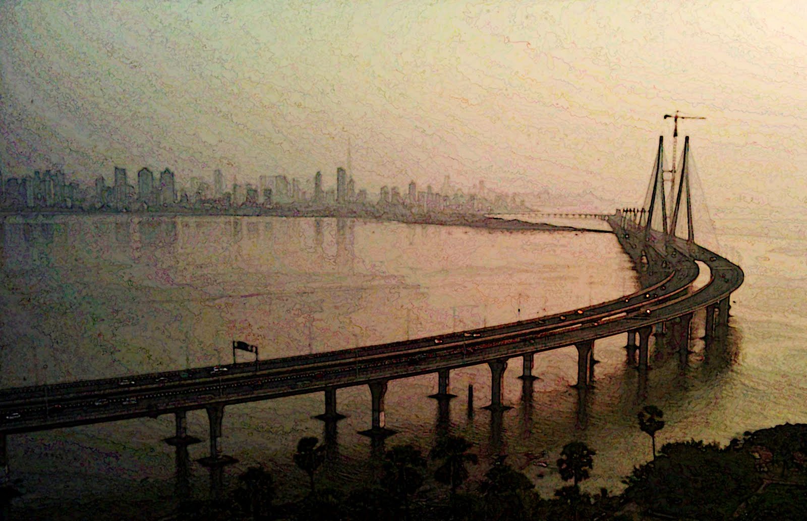 Stock Pictures: Bandra Worli Sea-Link Mumbai photos, sketch, silhouette ...