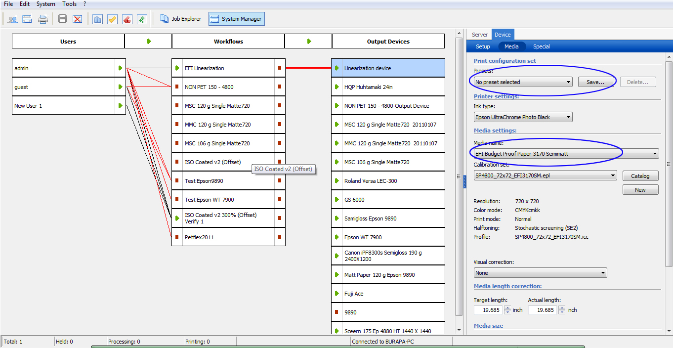 color management EFI: วิธีการทำโปรไฟล์บน Software EFI 4.5