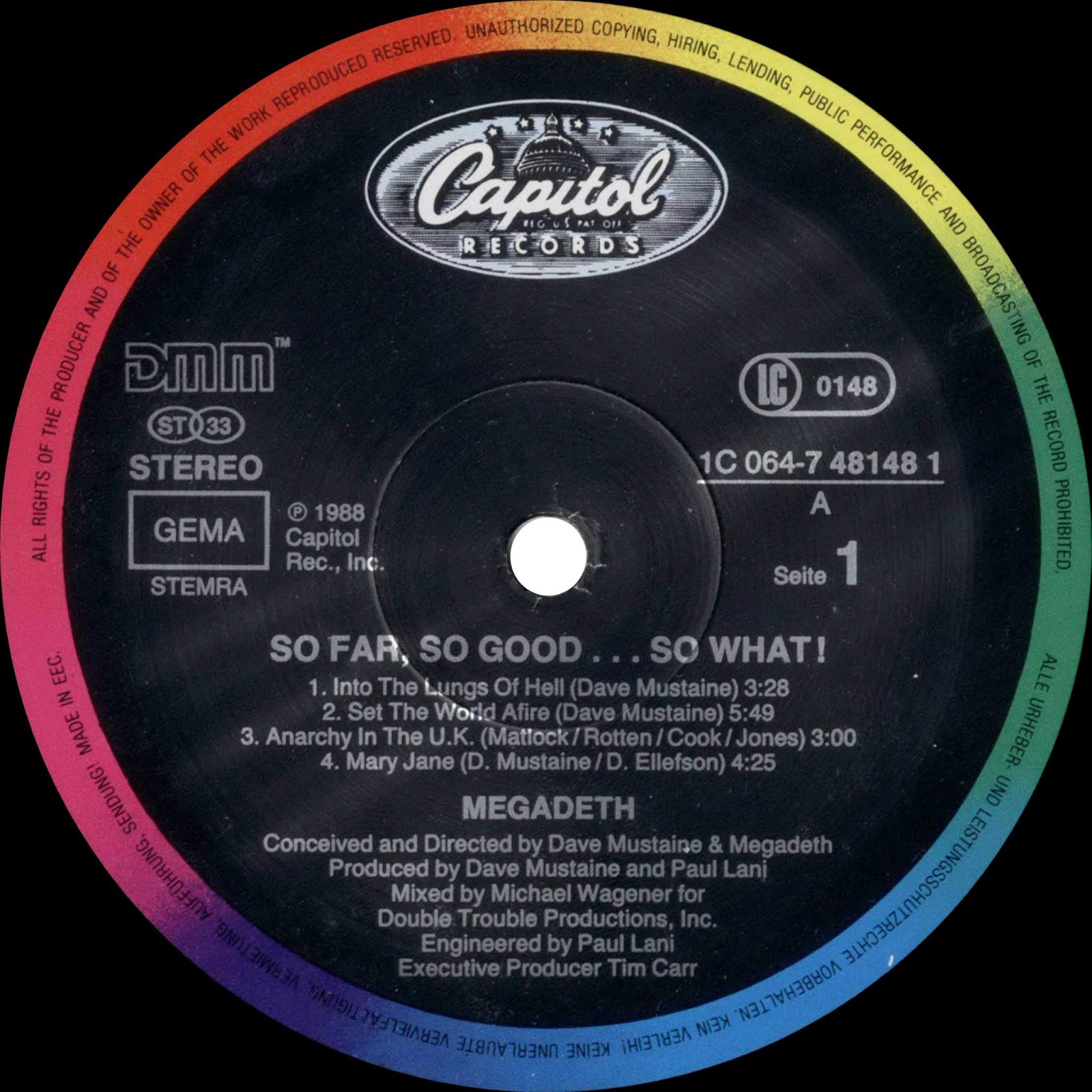 1988 So Far, So Good... So What! - Megadeth - Rockronología
