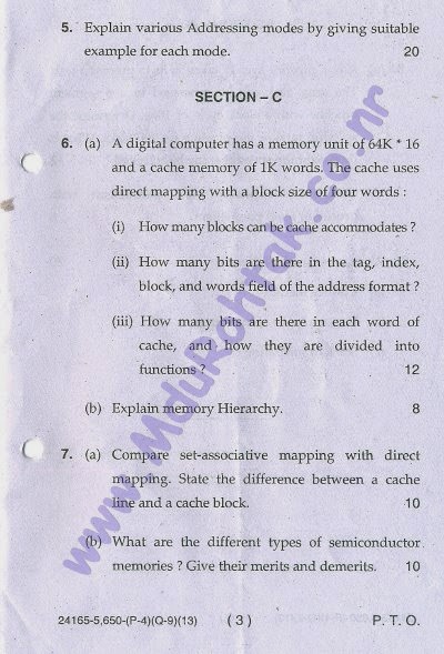 Computer architecture and organisation - CAO - May 2013 - B.Tech. 4th ...