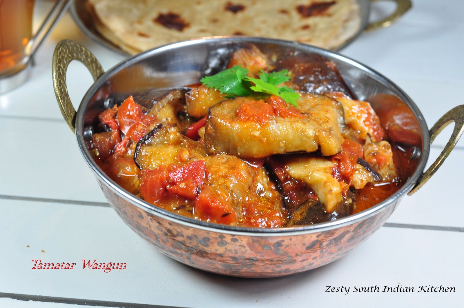 Tamatar Wangun (Tamatar baingan) Eggplant cooked in tomato gravy ...