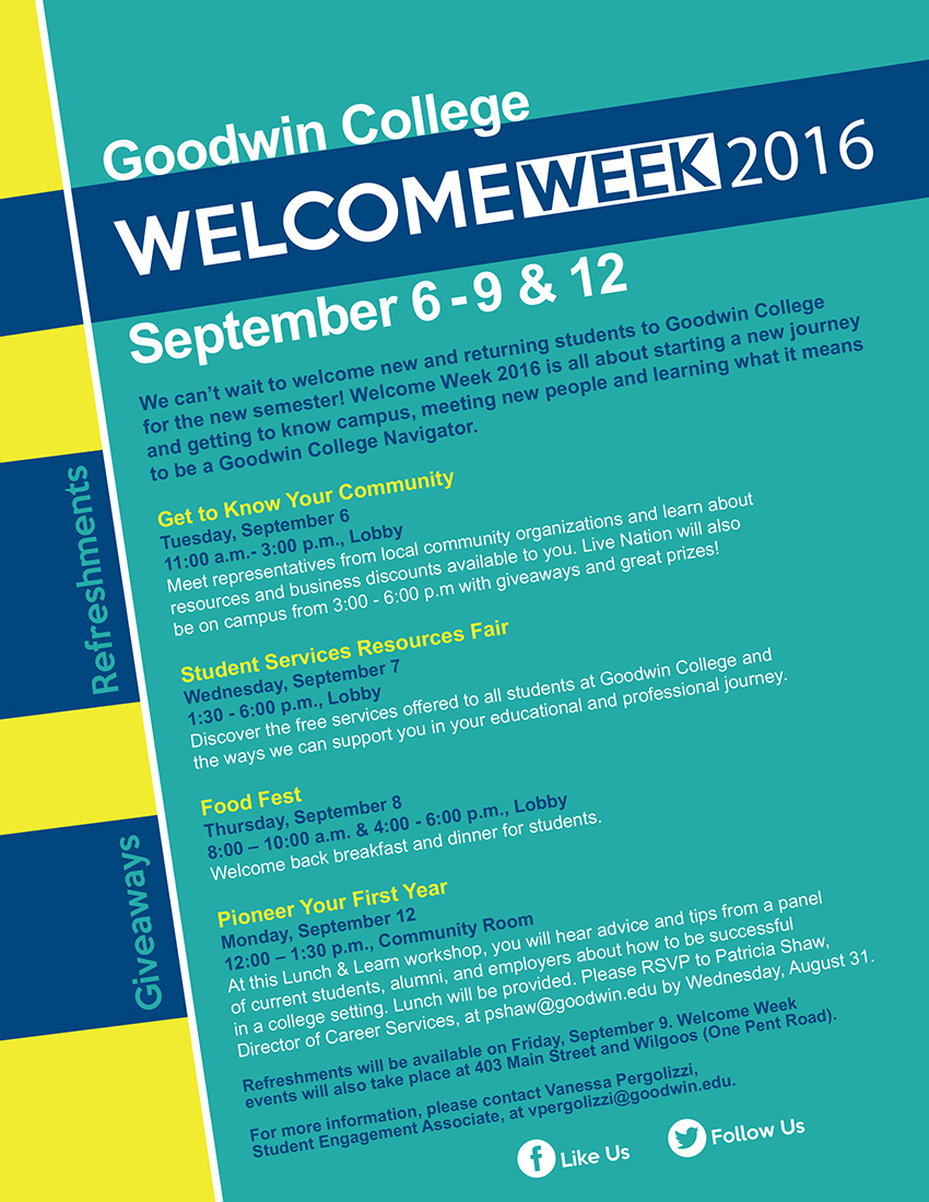 Goodwin University Student News: Fall Semester Welcome Week
