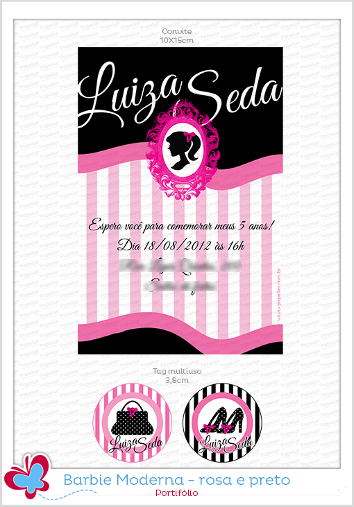 Papelier Papelaria Criativa Barbie Moderna Rosa E Preto Para A Luiza