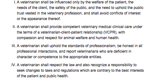 TRNR Med: Prompt #2 - Veterinary Code of Ethics