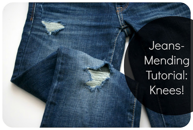 Tutorial update: How to mend jeans when the holes are in the knees ...