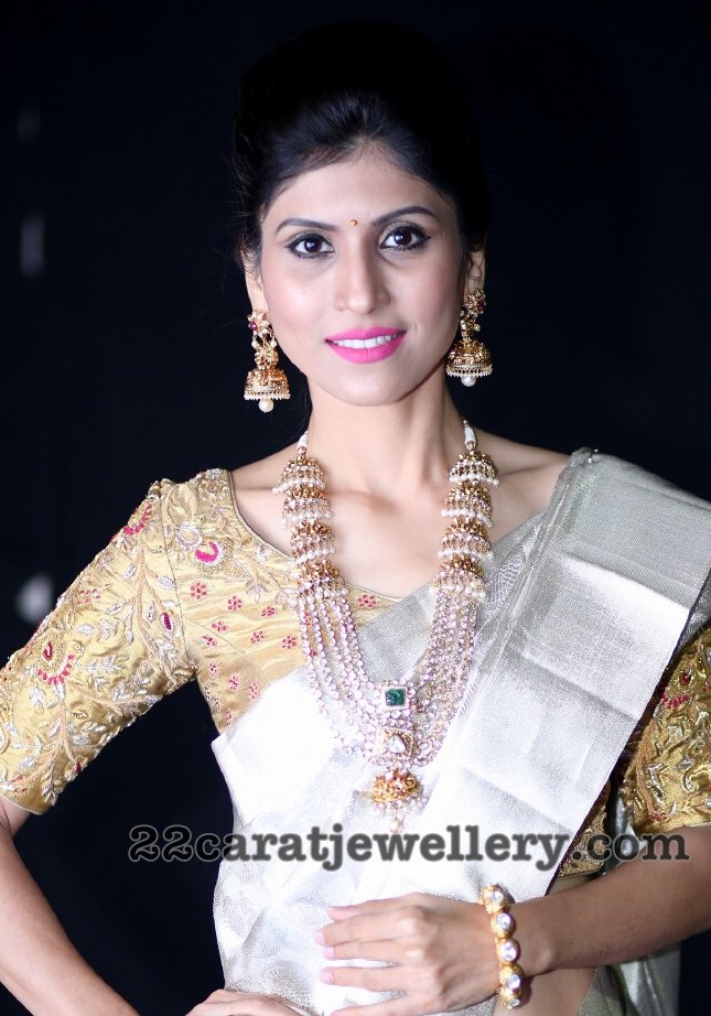 Pearls and Pachi Jhumka Style Long Set - Jewellery Designs