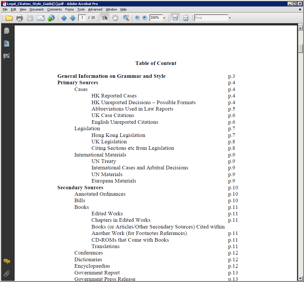 Lee Quo Wei Law Library @ CUHK: Faculty of Law Legal Citation Style Guide