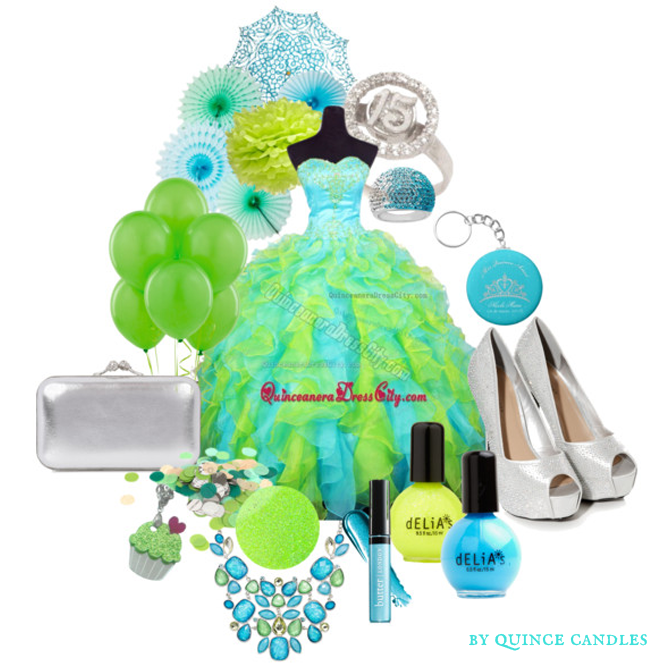Turquoise and Lime Green Sweet Fifteen Theme | Quince Candles