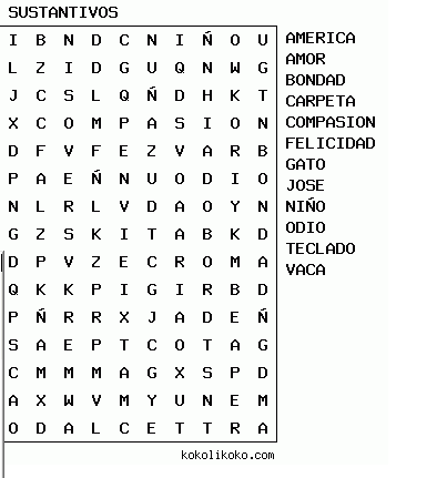 NATHALIA NARANJO CASTILLO : SOPA DE LETRAS DE SUSTANTIVOS