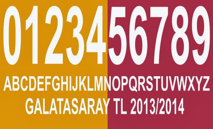 Font Number Football: Font Galatasaray 2013/2014 Turkey League & UCL