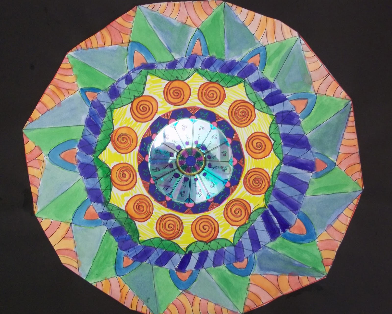 Monument Valley Regional Middle School Art Class: CD Mandalas, 8th Grade