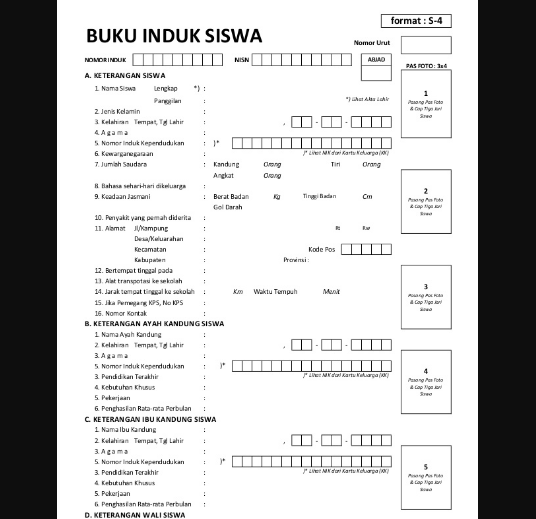 Contoh Format Buku Induk Siswa K13 Smp – Beinyu.com