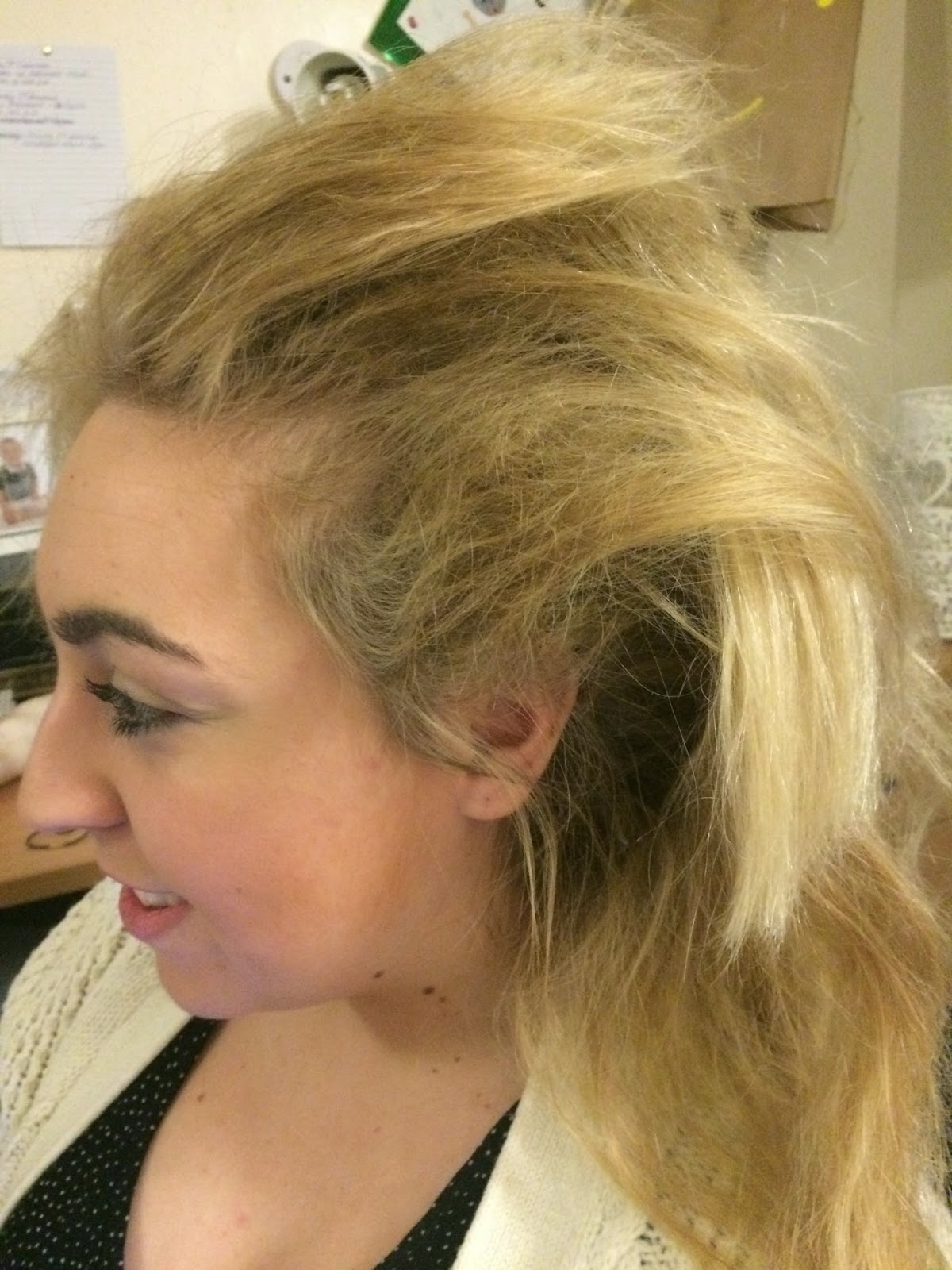 Sarah-Louise Leftly HAIR: Practising my backcombing technique