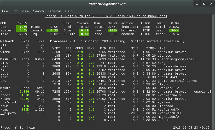 fraterneo GNU/Linux: Glances, excelente herramienta de monitoreo del sistema