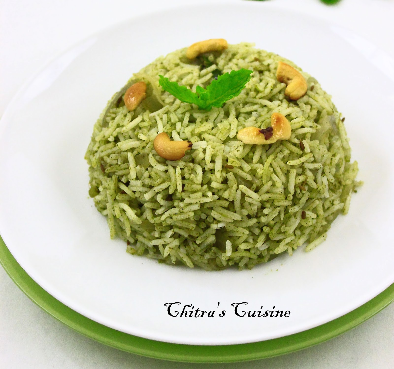 Chitra's Cuisine: Mint Pulao/Pudhina Pulao/Mint Rice