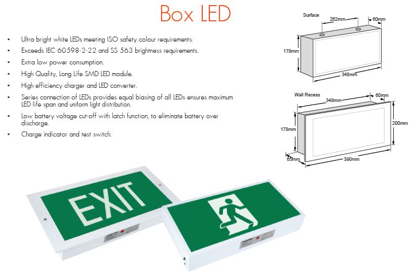 POWERCRAFT EXB-LED-M BOX LED Emergency Exit Luminaire | EMERGENCY ...
