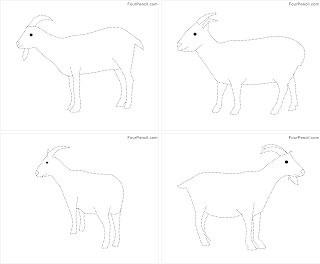 Four Dotted: Free printable Goat dotted drawing worksheet/activity for kids