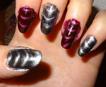 Nail Art Tuesday: Magnetic Silver & Burgundy