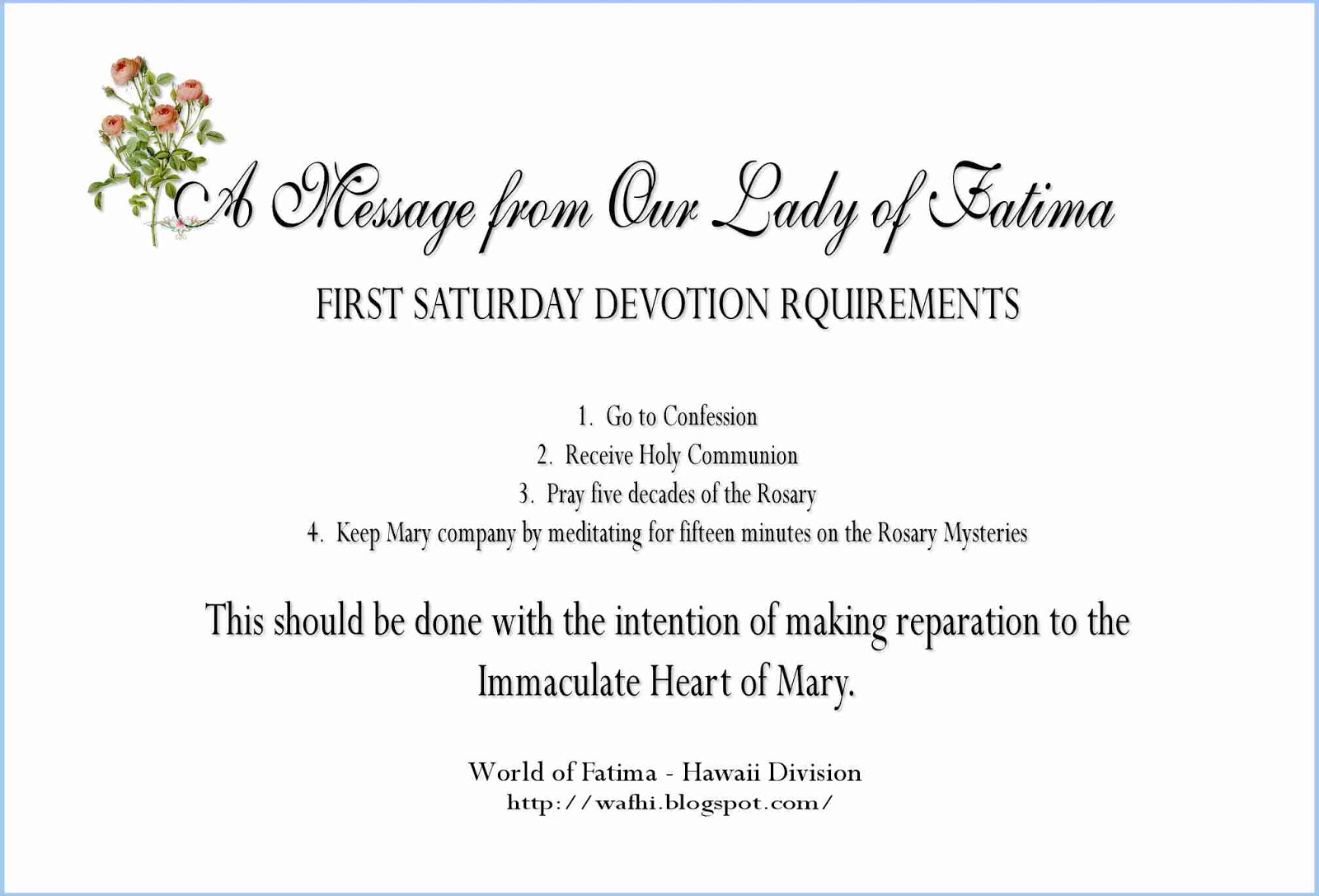A Catholic Mom in Hawaii: First Saturday Devotion Requirements